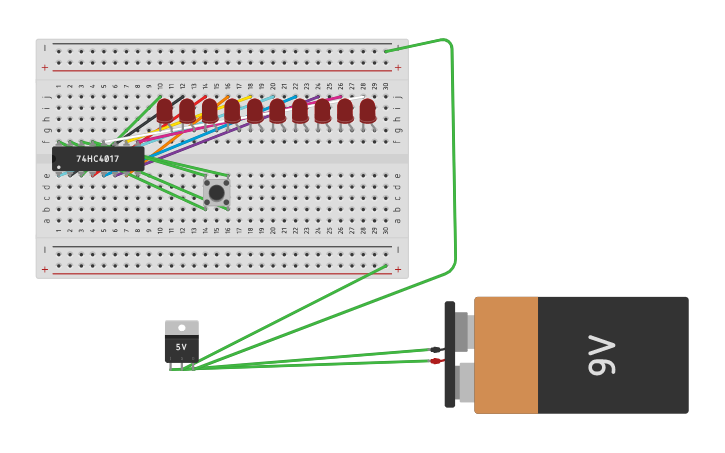 Circuit design Decade Counter - Tinkercad