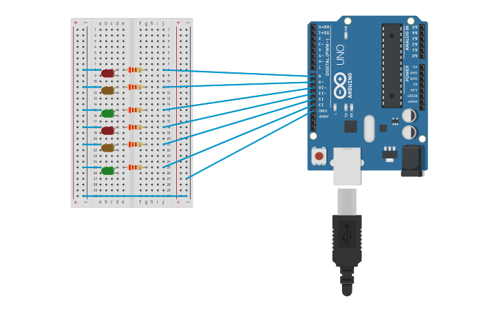 Circuit Design Montage N°2 Feux De Carrefour Tinkercad