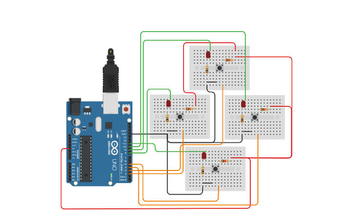 Circuit Design Memory Game Simon Says Tinkercad