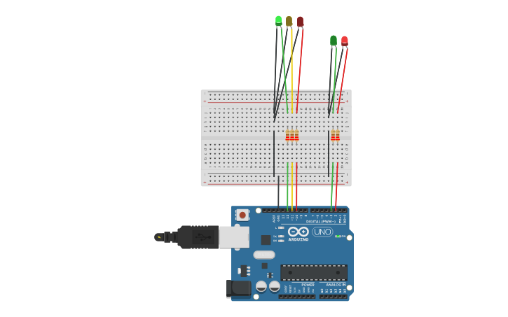 Circuit design Semaforo arduino | Tinkercad