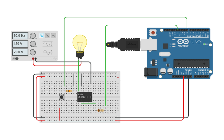Circuit design Foco Botón. - Tinkercad