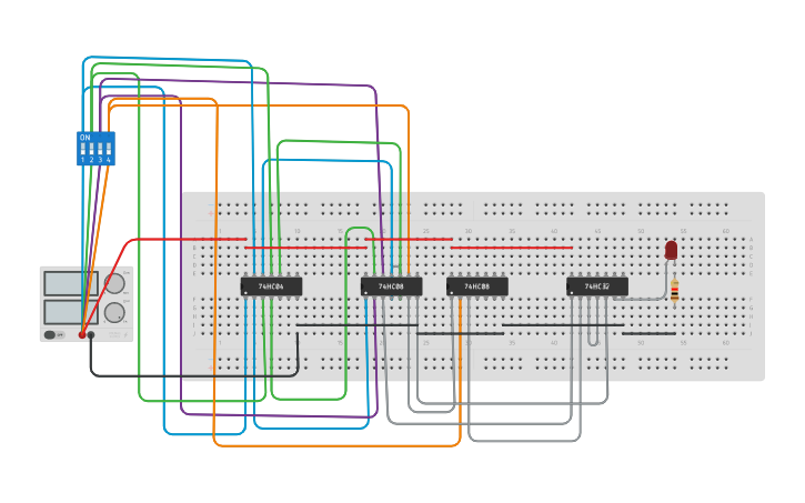 Circuit design COMPARATOR (A less than B) - Tinkercad