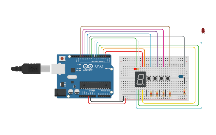 Circuit design Elevador de 4 Andares | Tinkercad