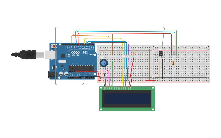 Circuit design Sensor de temperatura - Tinkercad