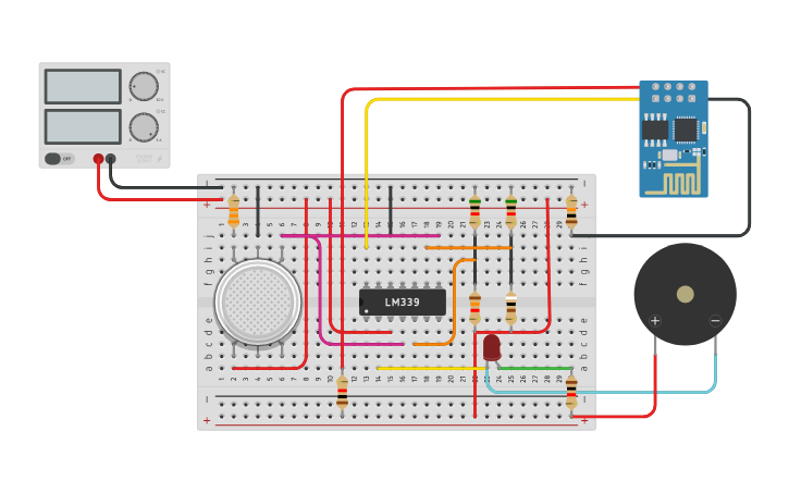 Circuit design Final MQ-5 + WIFI | Tinkercad