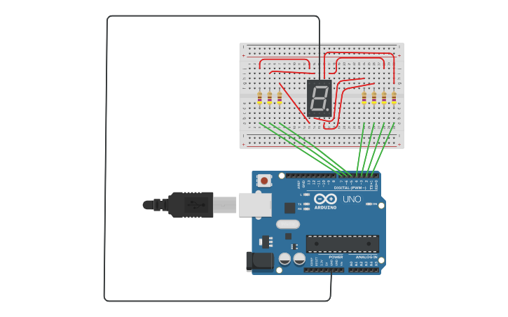 Circuit design 7 Segment Display | Tinkercad