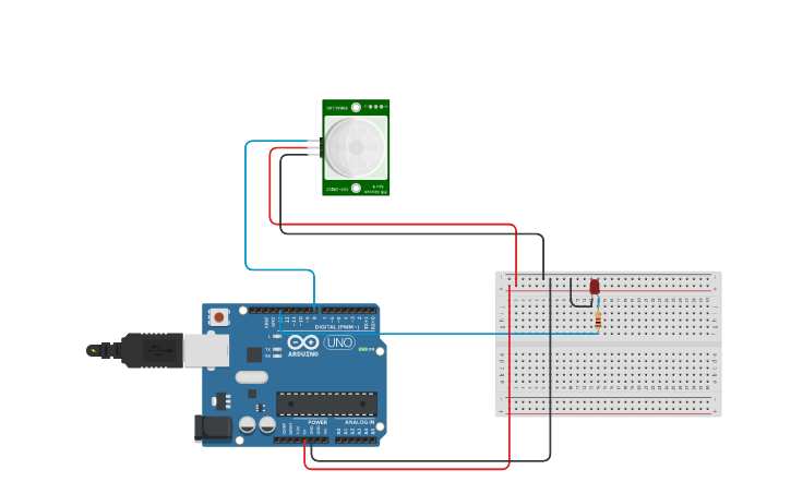 Circuit design Sensore Pir : Capitolo 12 di Arduino dalla A alla Z - Tinkercad