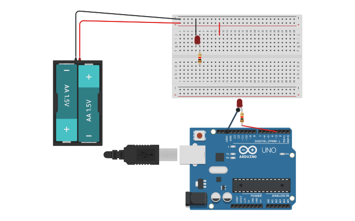 Circuit design ต่อหลอดled - Tinkercad