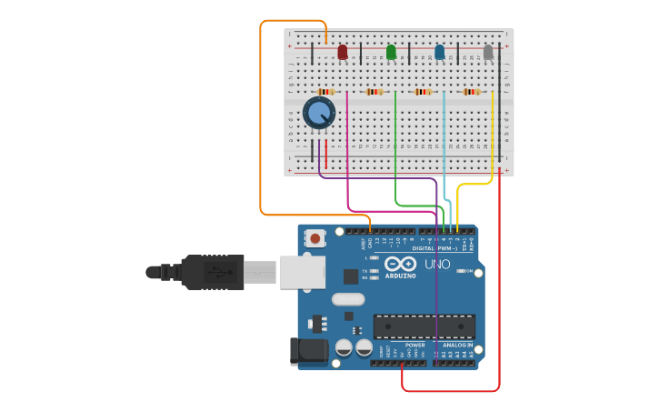 Circuit design Potenciómetro | Tinkercad