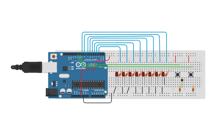 Circuit design secuencia con giro - Tinkercad