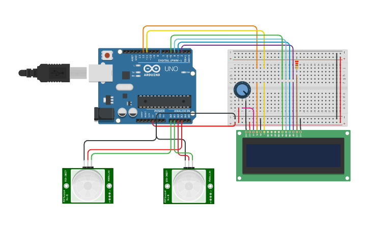 Circuit design Visitor Counter (GROUP 5) - Tinkercad