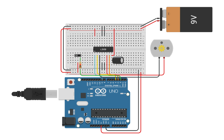 Circuit design B. DC MOTOR USING H-BRIDGE | Tinkercad