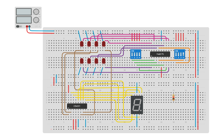 Circuit design LATCH 74HC75 IC | Tinkercad