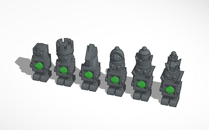 3D design Bot Chess Set Black #Chess - Tinkercad