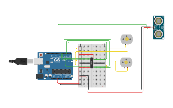 Circuit design Copy of line follower with ultrasonic sensor - Tinkercad
