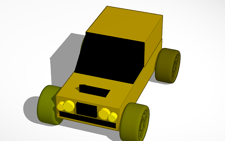 3D design golden military rally car - Tinkercad