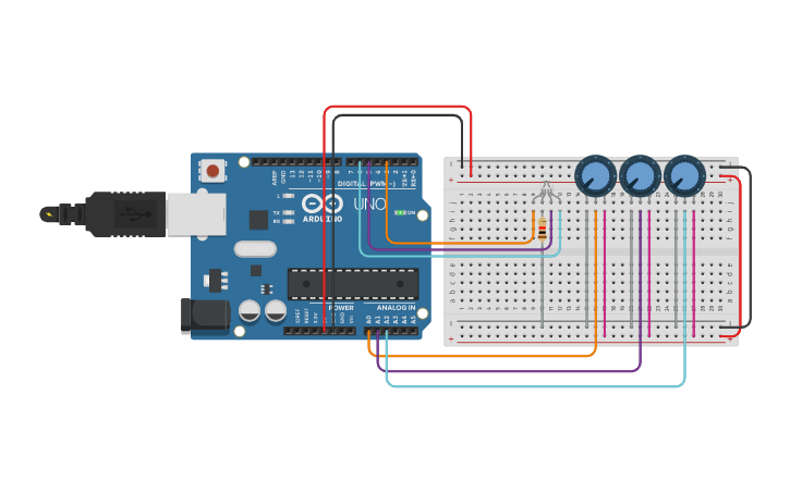 Circuit design Potentiometer - Tinkercad