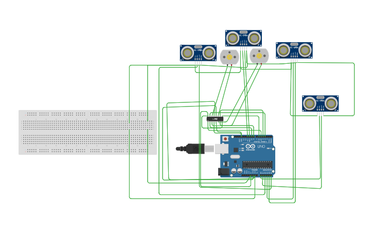 Circuit design Copy of Final obstacle detection | Tinkercad
