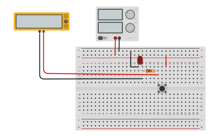 Circuit design Accionar LED | Tinkercad