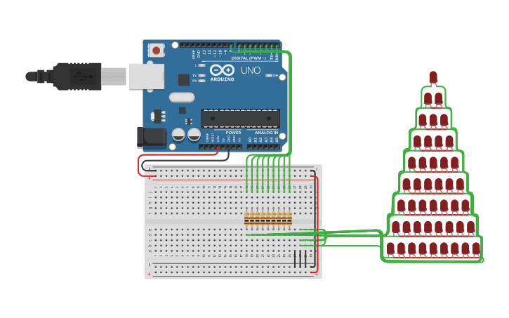 Circuit design Christmas Tree | Tinkercad