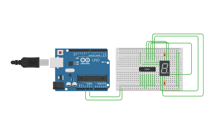 Circuit design CD4543 verification assignment 3 - Tinkercad