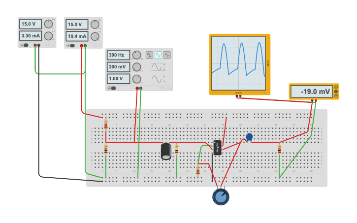 Circuit design OP amp microphone pre amp - Tinkercad