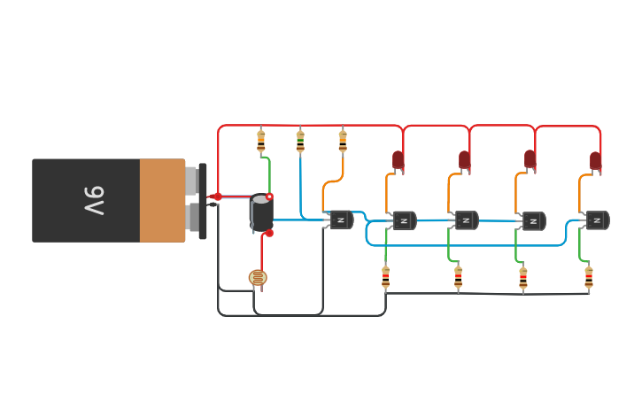 Circuit design LEDs Dancing - Tinkercad