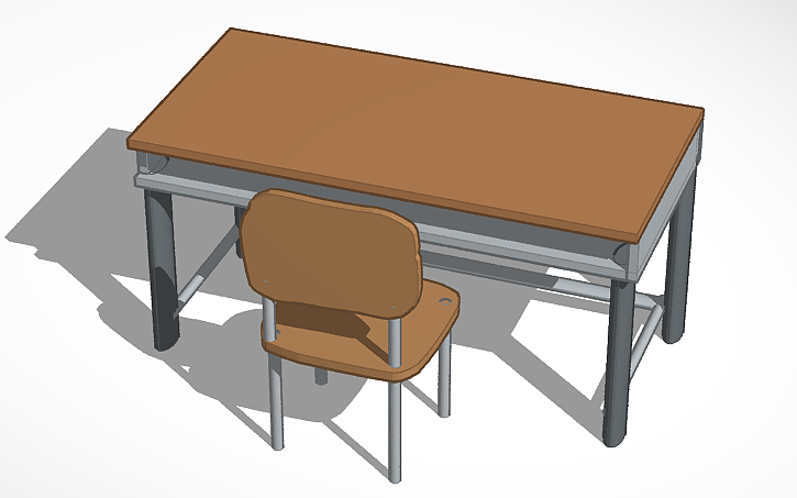 3D design SCHOOL DESK AND CHAIR - Tinkercad