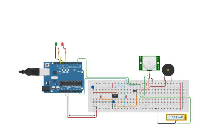 Circuit design DoorLock System using Arduino & PIR Sensor with Buzzer ...