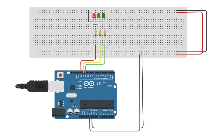 Circuit design Projeto semaforo | Tinkercad