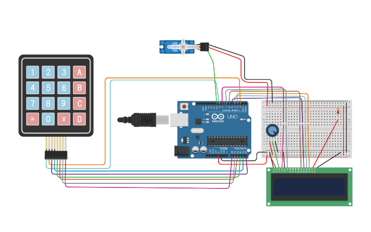 Circuit design password protected door lock | Tinkercad Circuit design password protected door lock | Tinkercad