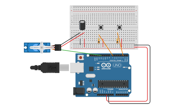 Circuit design Circuito 18. Bucle while | Tinkercad