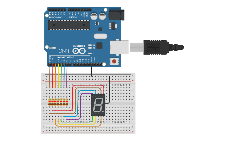 Circuit design CEE Workshop - 7 segments display - Tinkercad