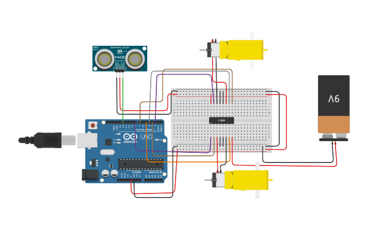 Circuit design Obstacle Avoidance Robot | Tinkercad