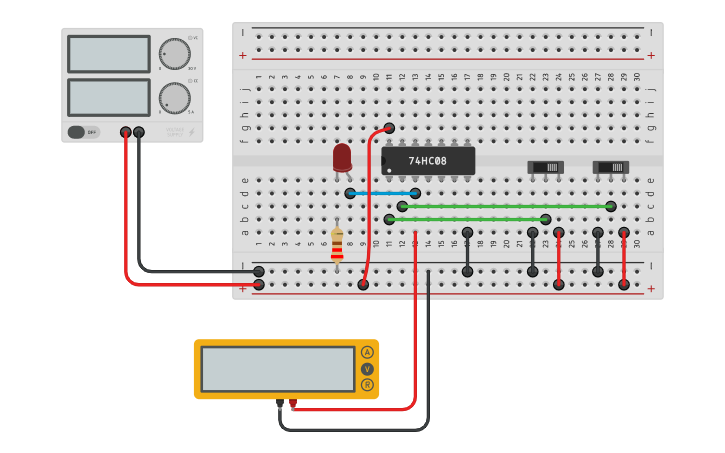 Circuit design AND Gate with 2 Inputs - Tinkercad