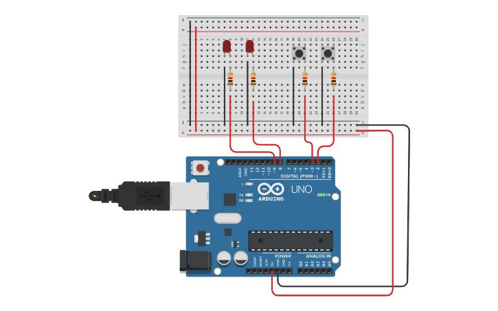 Circuit design Interrupt Demonstration - Tinkercad