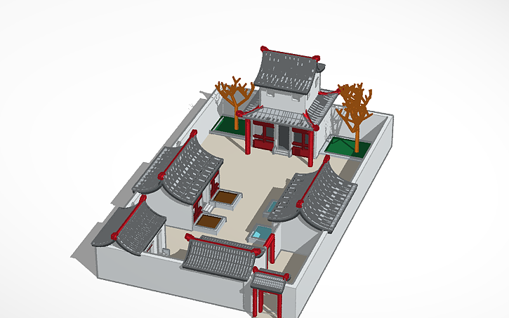 3D design Chinese Courtyard - Tinkercad