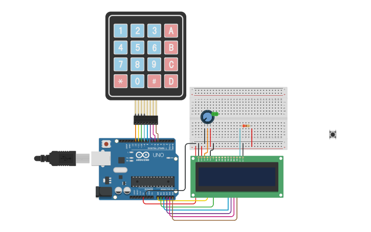 Circuit design keypad with lcd - Tinkercad