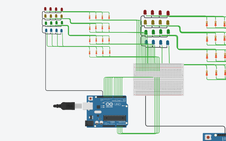 Circuit design 4 x 4 LED Display - Tinkercad
