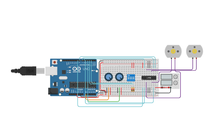 Circuit design LALU_AC4_ M4: DC Motor Control With HBridge | Tinkercad