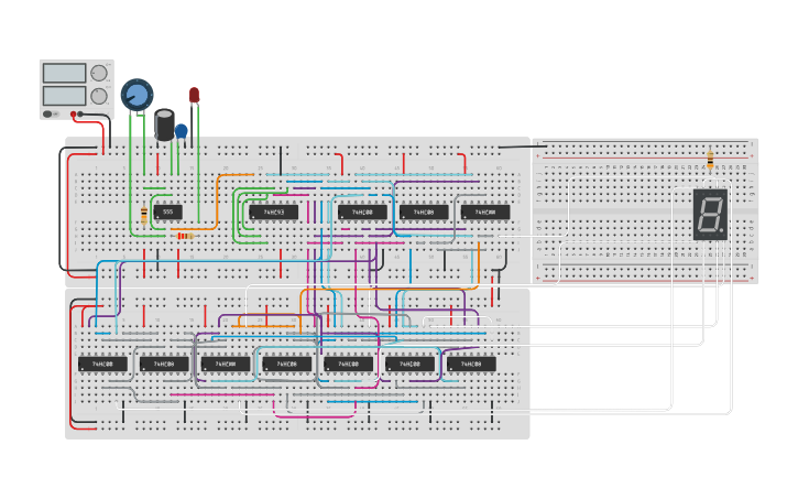 Circuit design BCD to Seven Segment Counter - Tinkercad