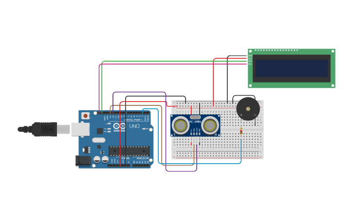 Circuit design DETEKSI VOLUME AIR TANGKI OTOMATIS - Tinkercad