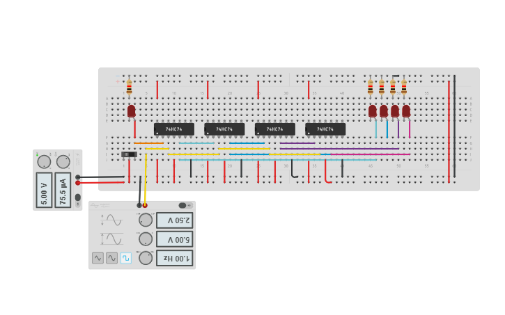 Circuit design Right Shift Registers | Tinkercad