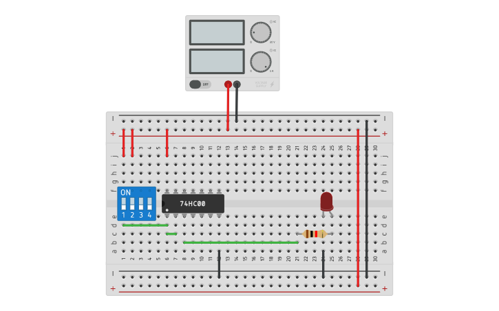 Circuit design NOT GATE USING NAND - Tinkercad