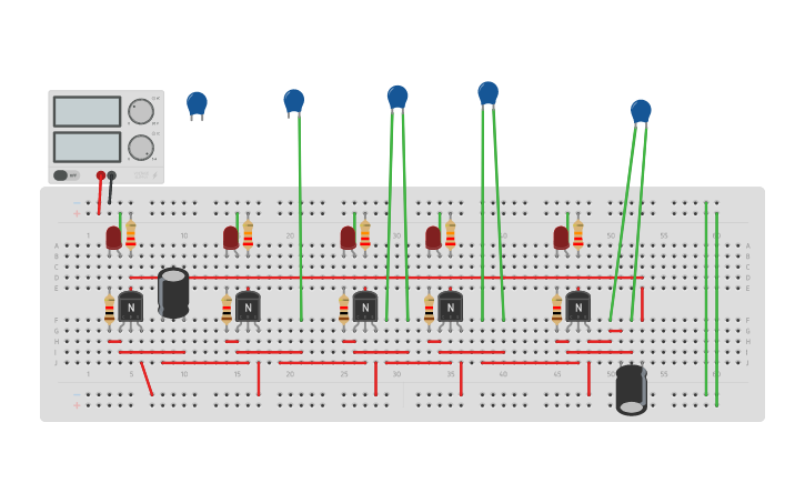 Circuit design TEJ2O1_Andy_Derevyanko_Chasing LED | Tinkercad