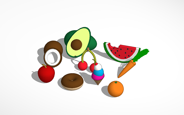 3D design Fruits, Vegetables and Sweets - Tinkercad