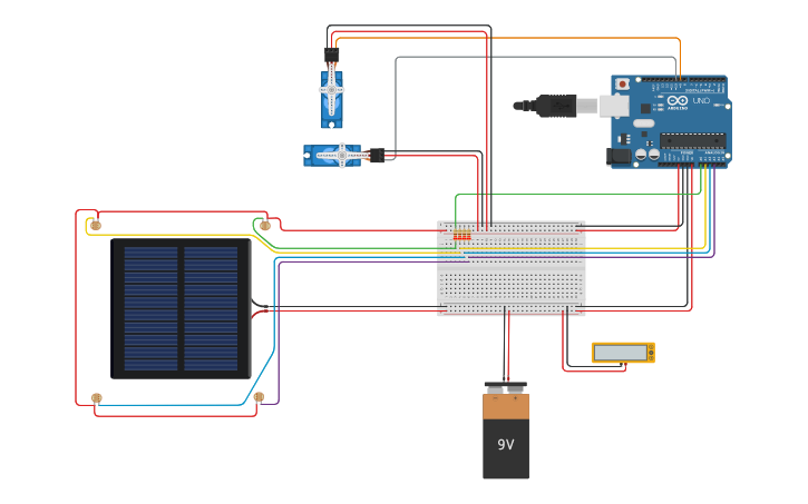 Circuit design Suiveur de soleil - Tinkercad