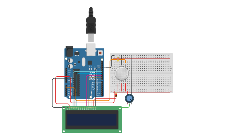 Circuit design Gas sensor lcd - Tinkercad