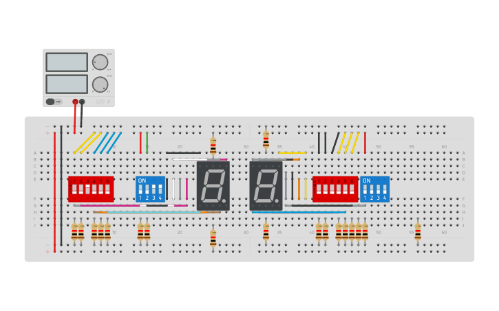 Circuit design DISPLAY ÁNODO COMÚN Y CÁTODO COMÚN | Tinkercad