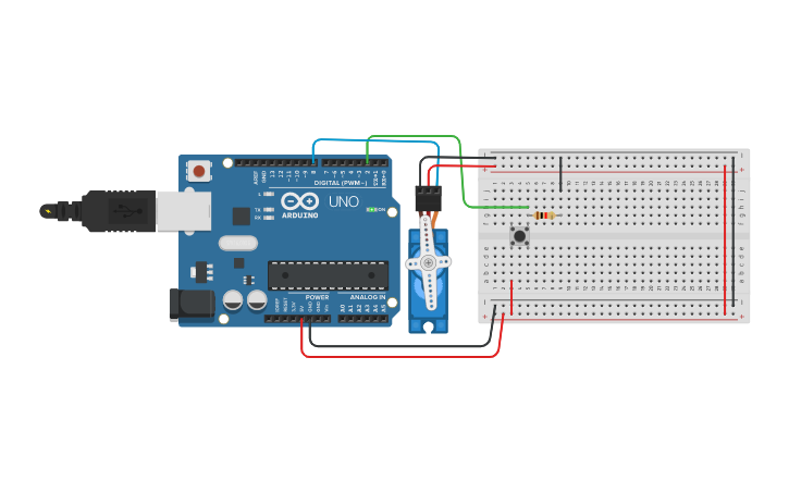 Circuit design SERVO CON PUSH - Tinkercad